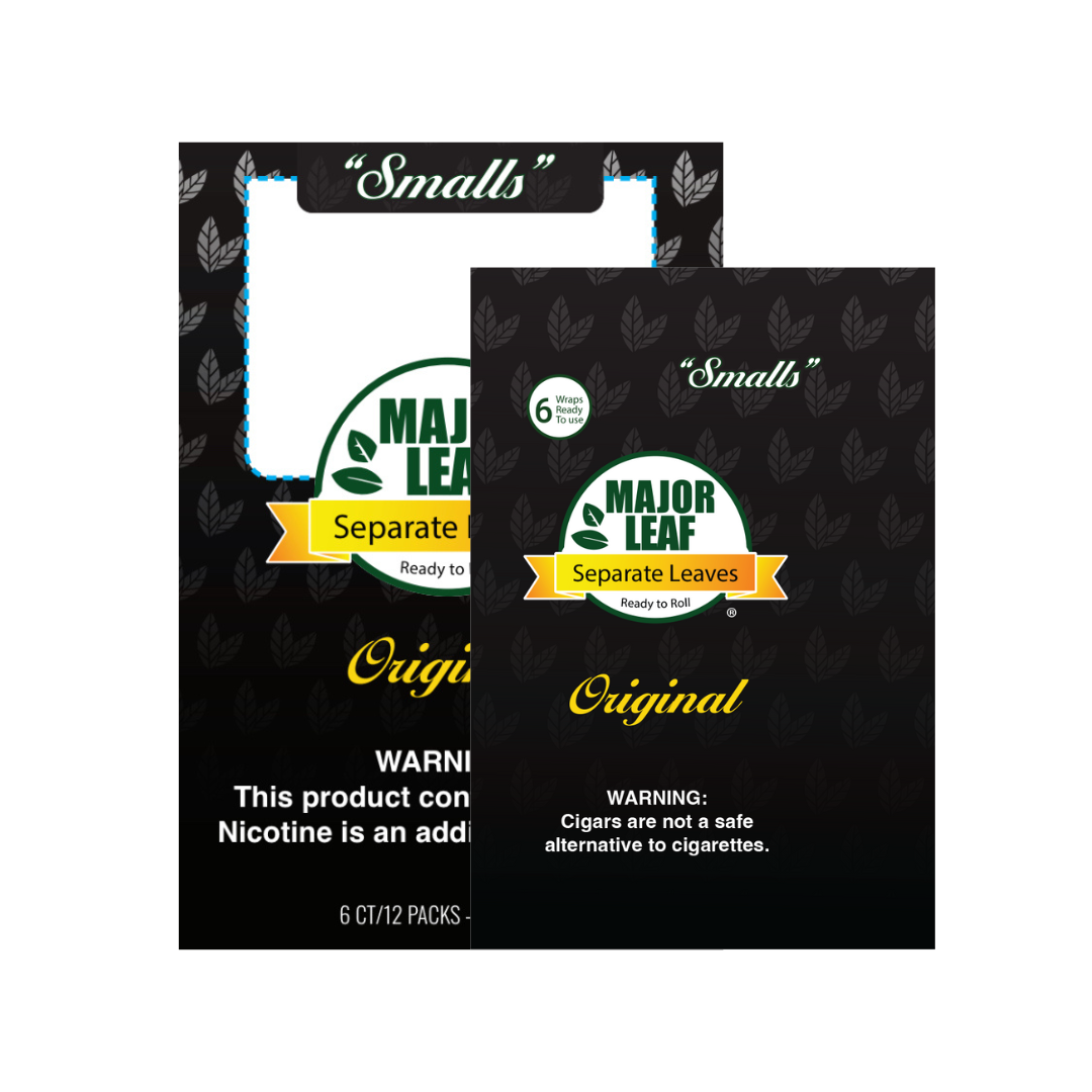 Major Leaf 100% Natural Pre-Cut Tobacco – SMALLS 6 Leaf Pack (12 Packs ...
