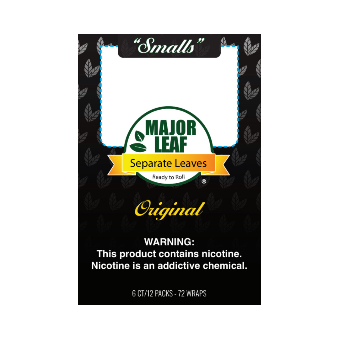 Major Leaf 100% Natural Pre-Cut Tobacco – SMALLS 6 Leaf Pack (12 Packs ...